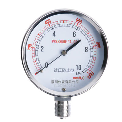 YNTP-60BFZ 1.6 Bar Stainless Steel Pressure Gauge 65mm Pointer Pressure Gauge
