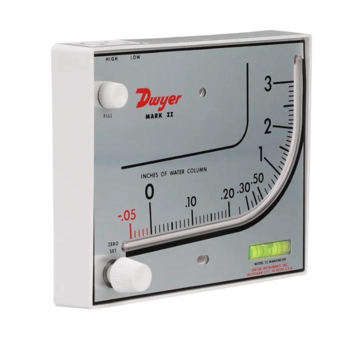 Dwyer MARK II 25 Liquid Filled Wall Mount Manometer 0-3" w.c., Red ...