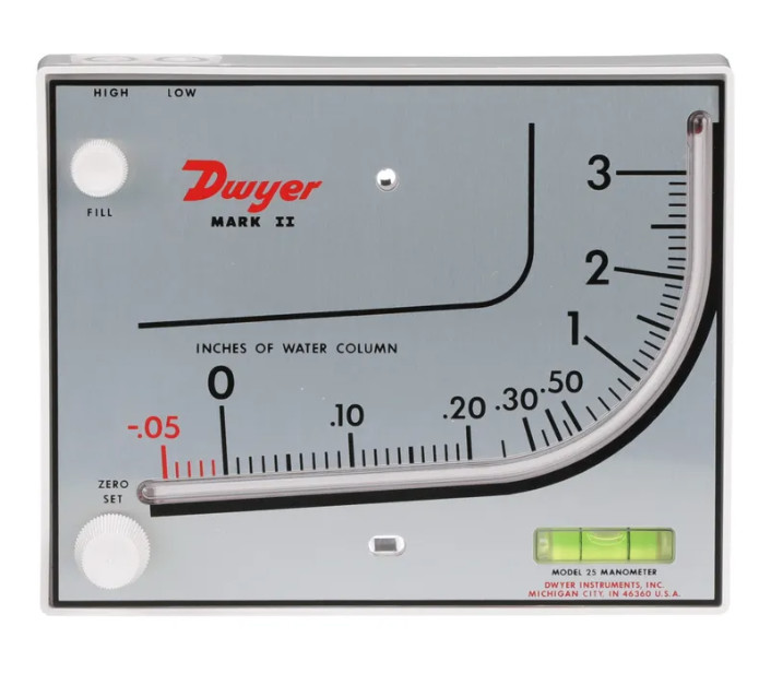 Range 0-7000 Fpm Dwyer Mark II 27 Molded Plastic Manometer 3% Accuracy ...