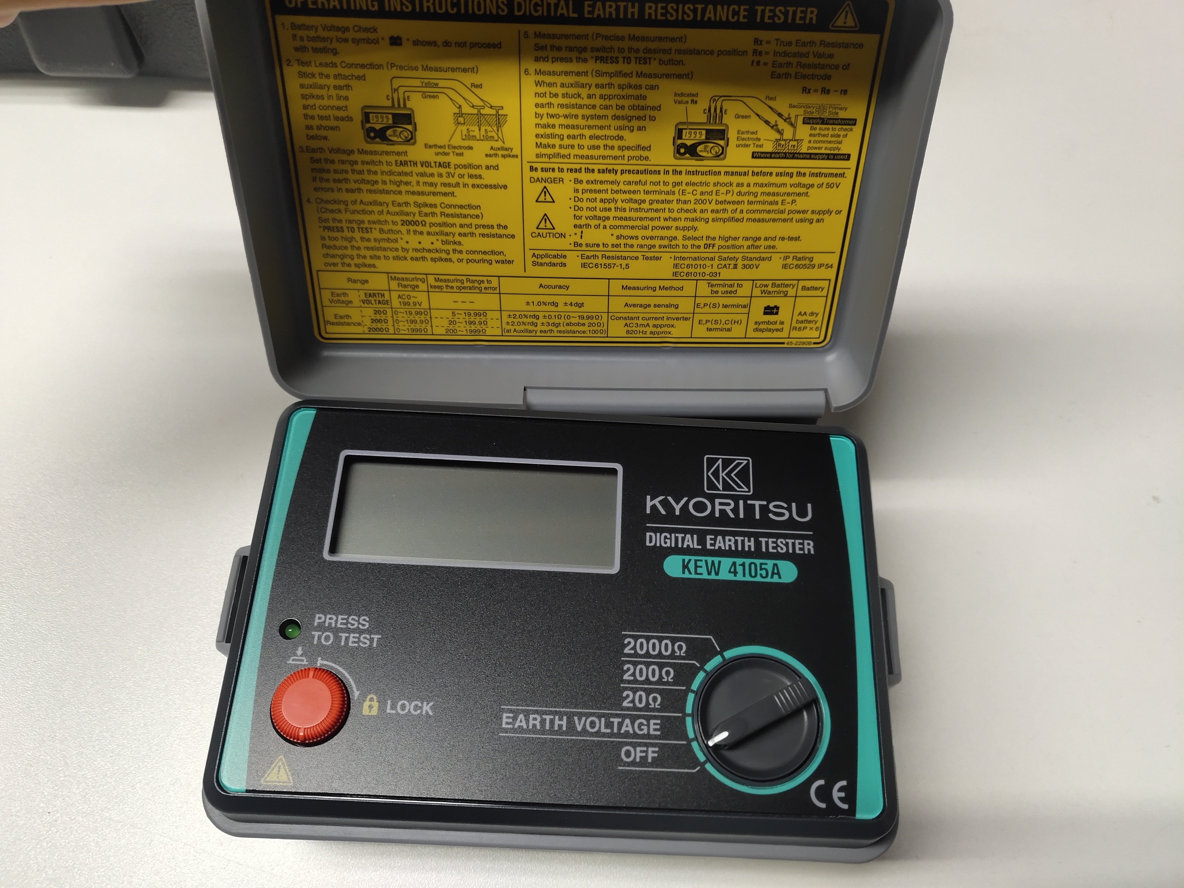 Kyoritsu KEW 4105A Digital Earth Resistance Tester High Precision Meter ...
