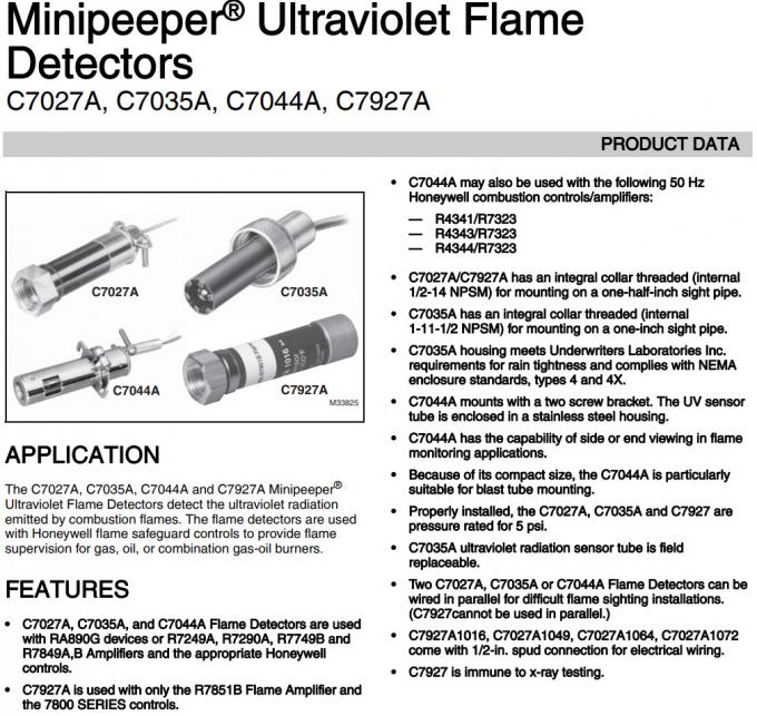 Compact Ultraviolet Flame Detector / Sensor C7035A1064 C7027A C7035A ...