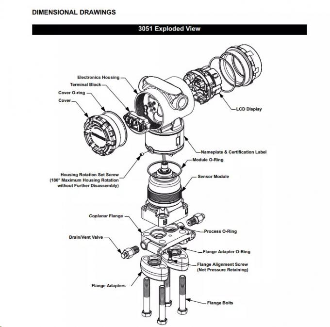 Aluminum 3051 Pressure Transmitter FF Protocal Up To 20000 PSIG 3051CD ...